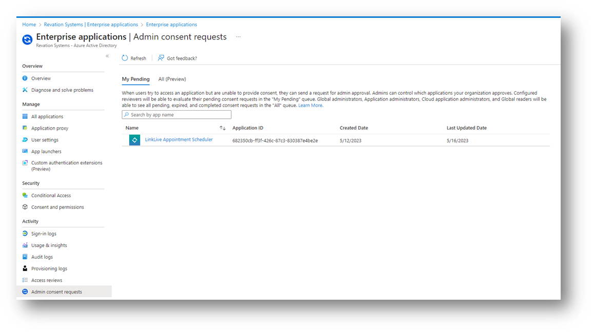 Outlook Administrator: Outlook 365 Access for LinkLive Appointments