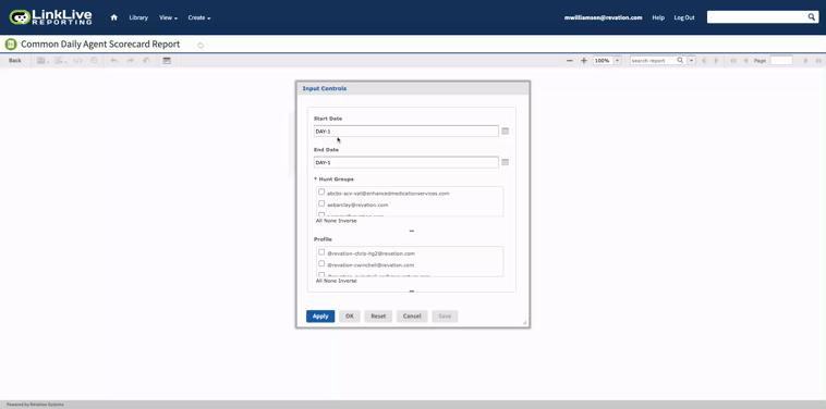 Common Daily Agent Scorecard Report